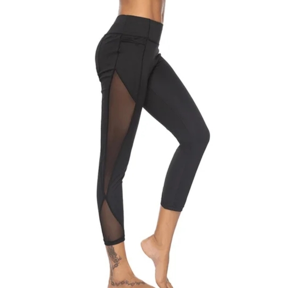 boutique | Pants & Jumpsuits | Black Mesh Pocket Leggings | Poshmark